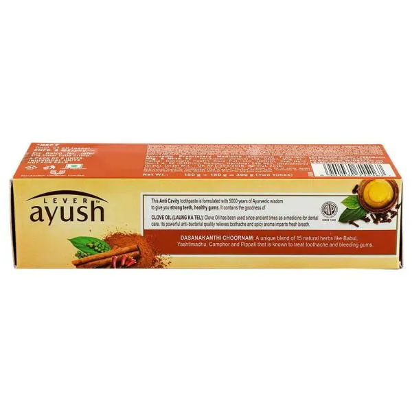 Lever Ayush Anti Cavity Clove Oil Toothpaste 150 g (Pack of 2) - JioMart