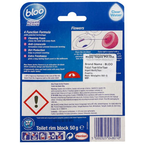 Bloo Power Active Flowers Solid Toilet Rim Block 50 g - JioMart