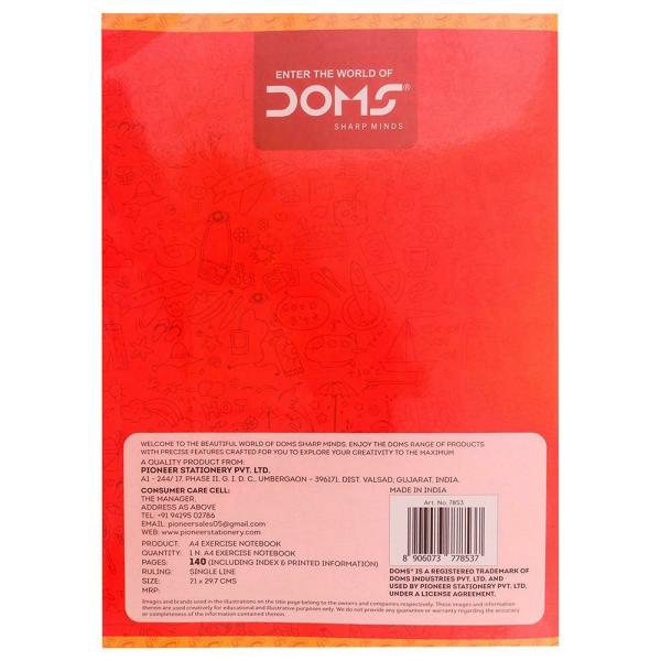 Doms Vacations A4 Size Single Line Notebook (140 pgs) - JioMart