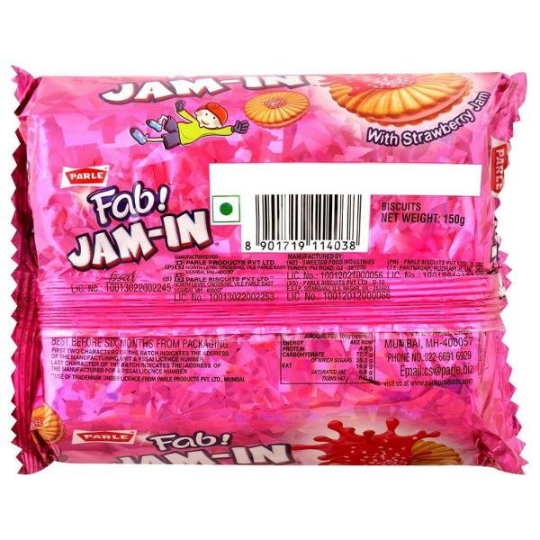 Parle Fab Jam In Strawberry Cream Biscuits 150 g - JioMart