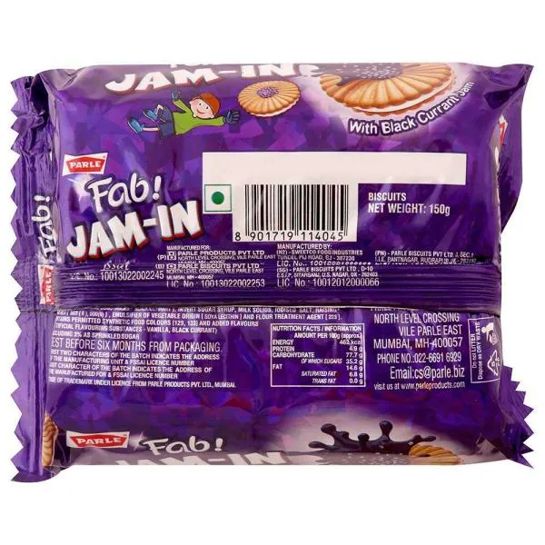 Parle Fab Jam In Black Currant Cream Biscuits 150 g - JioMart