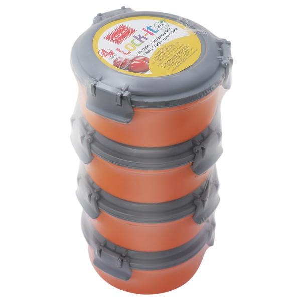 Polyset Lock It Assorted Round Plastic Container 300 ml (Set of 4 ...