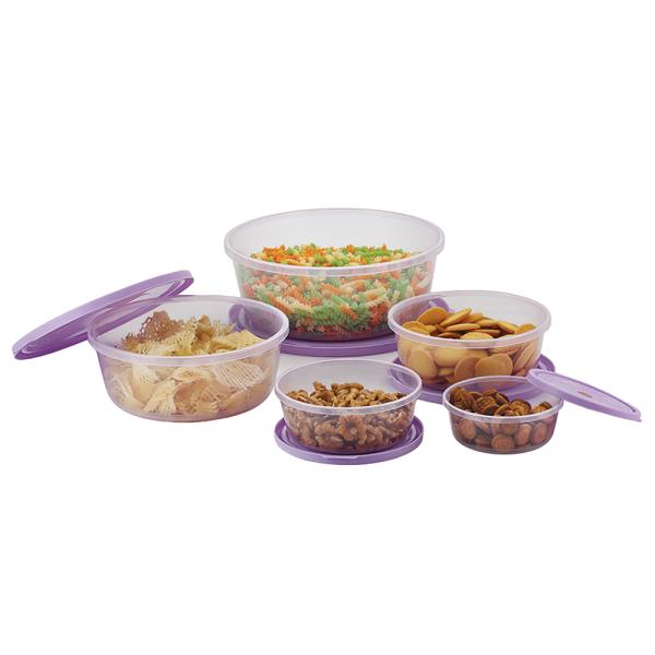 Nakoda Sapphire Purple Round Plastic Container (5 pcs) - JioMart