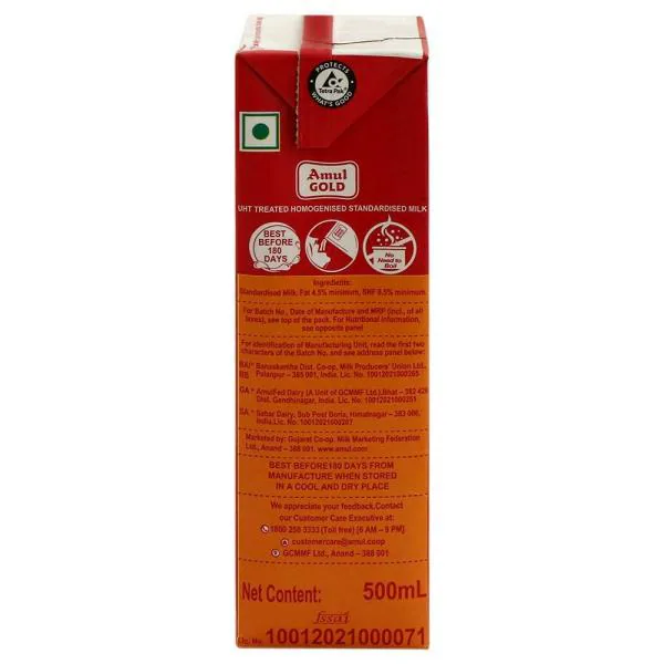 Amul Gold Standardised Milk 500 ml (Tetra Pak) - JioMart