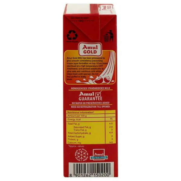 Amul Gold Standardised Milk 500 ml (Tetra Pak) - JioMart