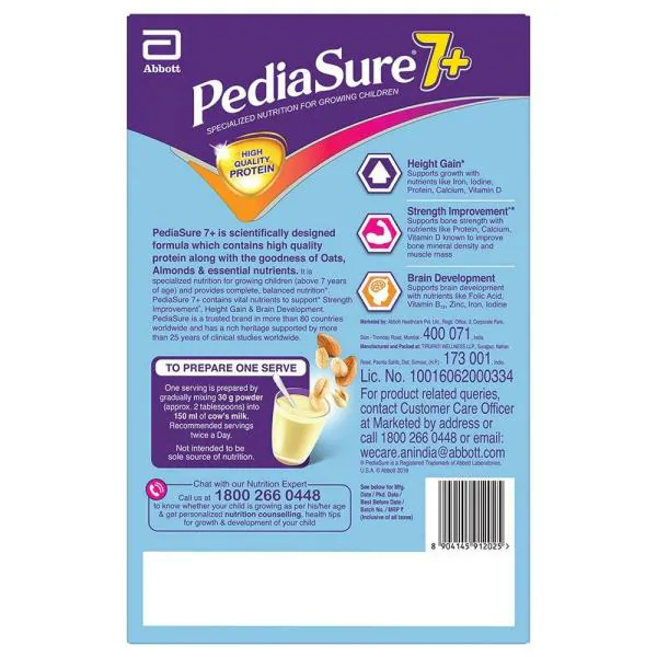 PediaSure 7 Plus Vanilla Drink Powder 400 g - JioMart