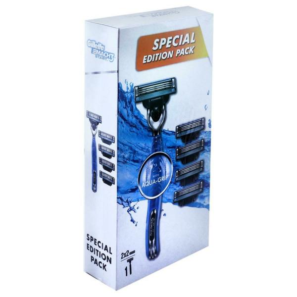 Gillette Special Edition Razor with Aqua Grip (1 Razor + 4 Cartridges ...