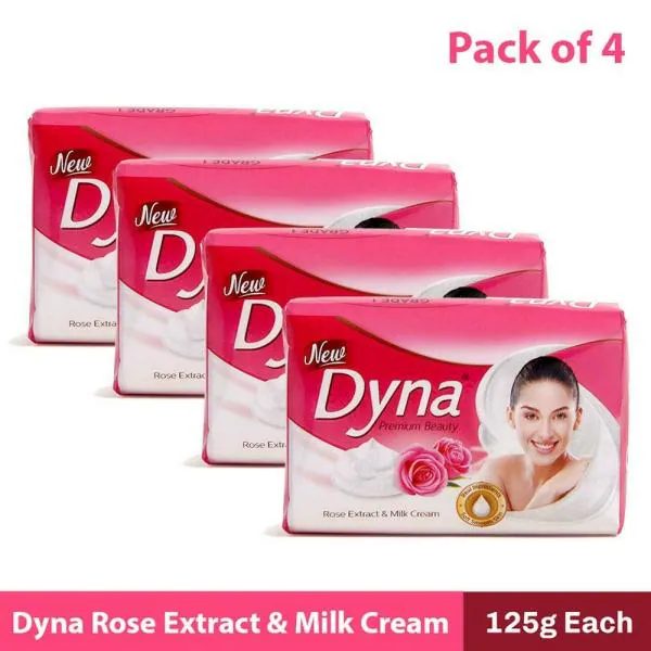 Dyna Premium Rose & Milk Cream Soap 125 g (Pack of 4) - JioMart
