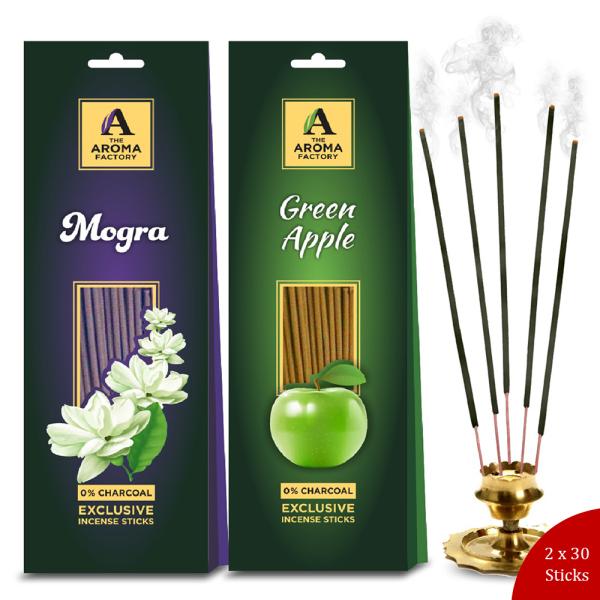 The Aroma Factory Mogra and Green Apple Agarbatti 30 Sticks (Pack of 2) - JioMart