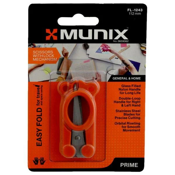 Munix Orange Folding Scissors 112 mm - JioMart