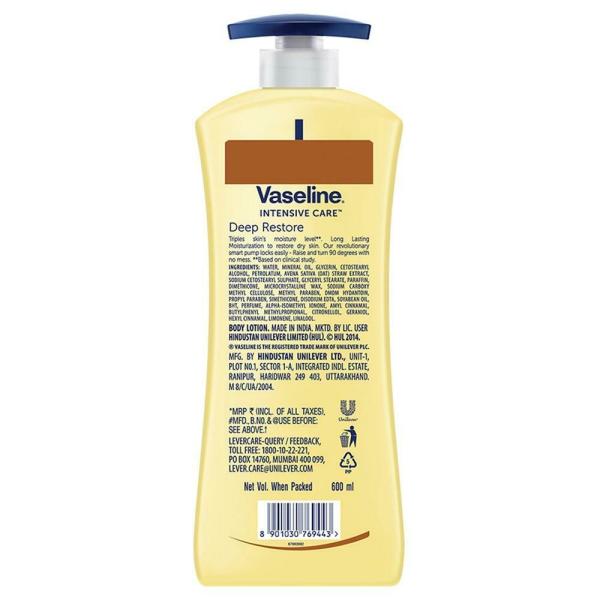 Vaseline Intensive Care Deep Restore Body Lotion with Pure Oat Extract 600 ml - JioMart