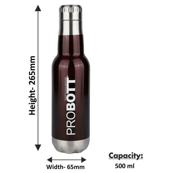 Probott Stainless Steel Dark Maroon Vacuum Flask 500 ml - JioMart