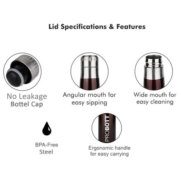 Probott Stainless Steel Dark Maroon Vacuum Flask 500 ml - JioMart