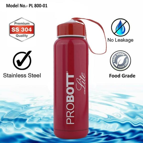 Probott Lite Saliva Pink Single Walled Stainless Steel Water Bottle 800 ...