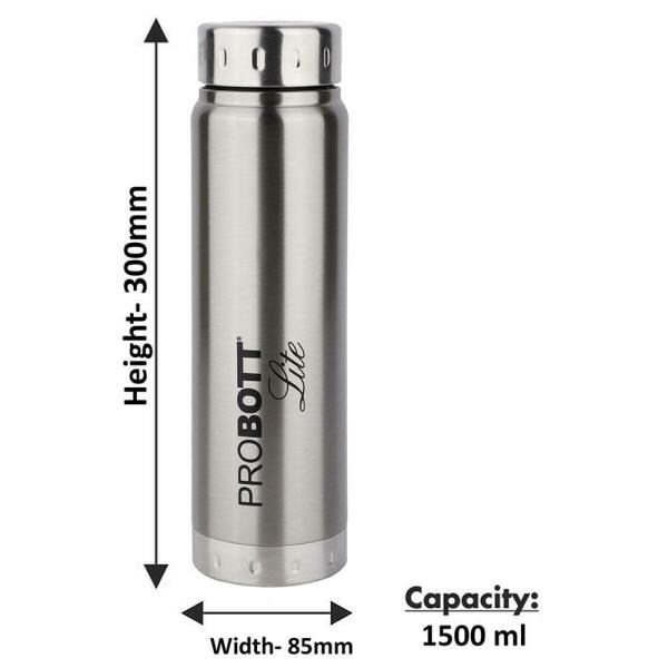 Probott Lite Freeze Single Walled Stainless Steel Water Bottle 1.5 L ...