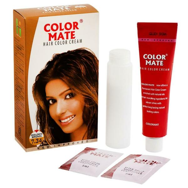 Color Mate Hair Color Cream, Golden Brown 130 ml - JioMart
