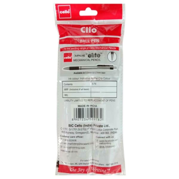 Bic Cello Clio Blue Ballpoint Pen (Pack of 5) - JioMart