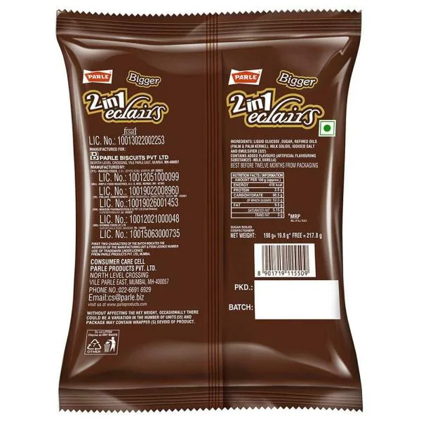 Parle 2 In 1 Eclairs Toffee 198 g - JioMart