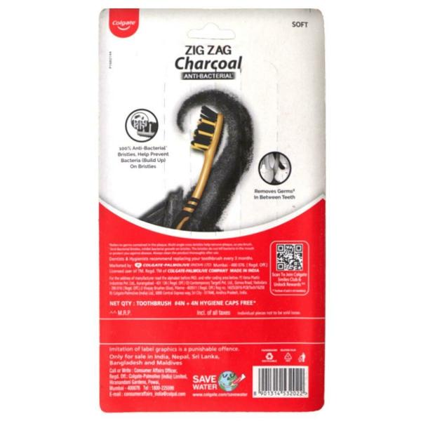Colgate Zig Zag Charcoal (Soft) Toothbrush 4 pcs - JioMart