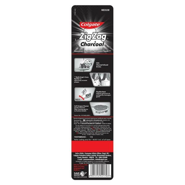 Colgate Assorted Zig Zag Charcoal (Medium) Toothbrush - JioMart