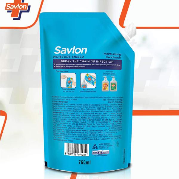 Savlon Moisture Shield Handwash Refill 750 ml (Buy 1 Get 1 Free) - JioMart