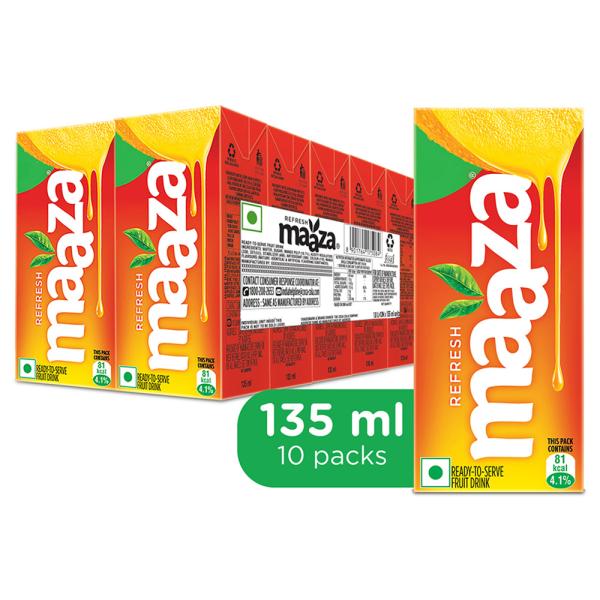 Maaza Refresh Mango Drink 135 ml (10 pcs) - JioMart