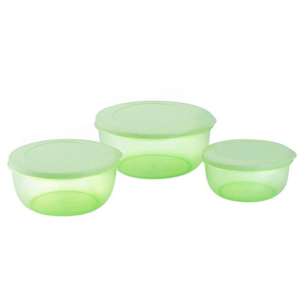 Mastercook Malta Green Round Plastic Container 290 + 580 + 1000 ml (Set ...