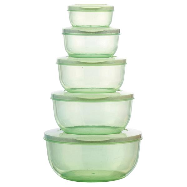Mastercook Green Round Plastic Malta Container (5 pcs) - JioMart