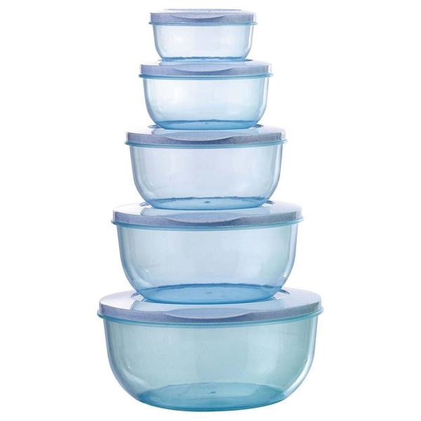 Mastercook Malta Blue Round Plastic Container (5 pcs) - JioMart