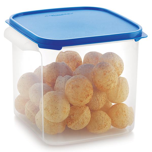 Mastercook Transparent Bottom Square Plastic Container with Blue Lid 4 ...