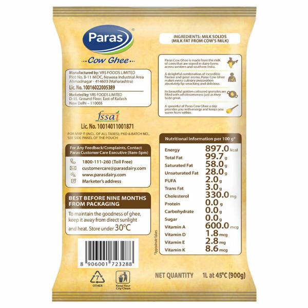 Paras Nandan Cow Ghee 1 L (Pouch) - JioMart