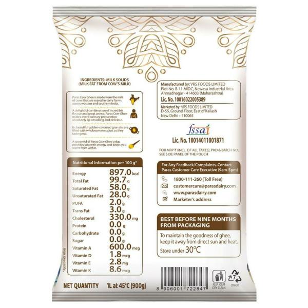 Paras Nandan Cow Ghee 1 L (Transparent Pouch) - JioMart