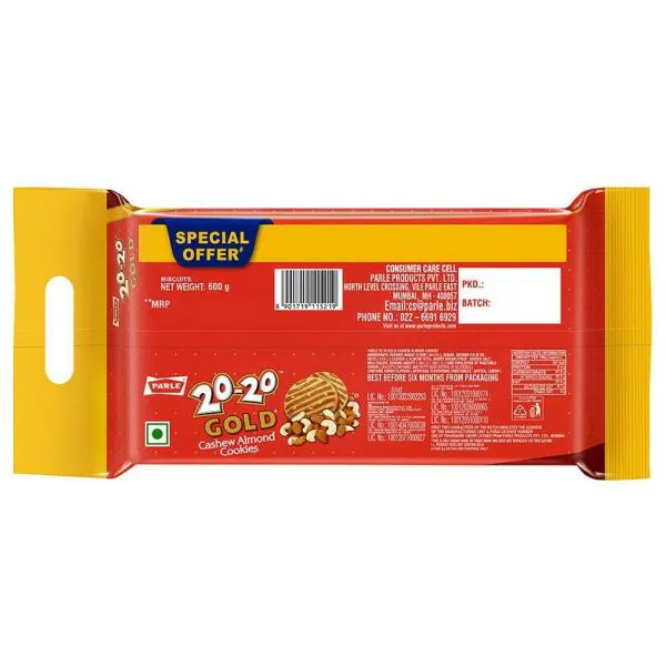 Parle 20-20 Gold Cashew Almond Cookies 600 g - JioMart