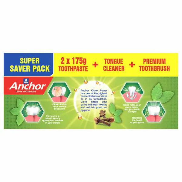 Anchor Clove Power Toothpaste 175 g (Pack of 2) With Free Tongue ...
