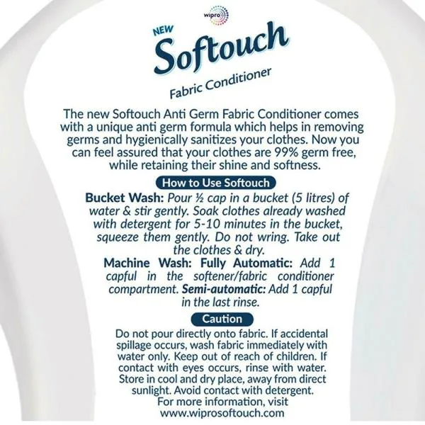 Wipro Softouch Anti Germ Fabric Conditioner 800 ml - JioMart