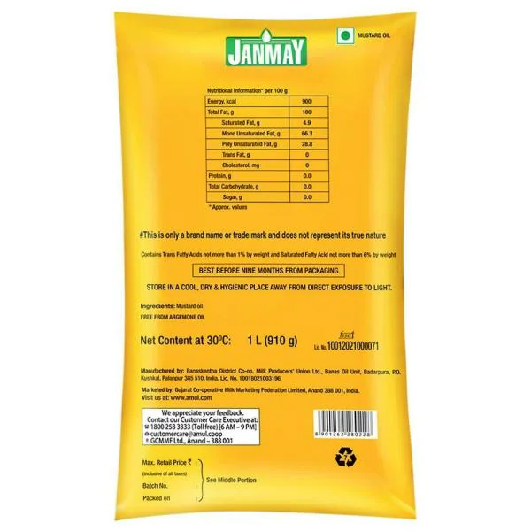 Janmay Farm Fresh Mustard Oil 1 L - JioMart