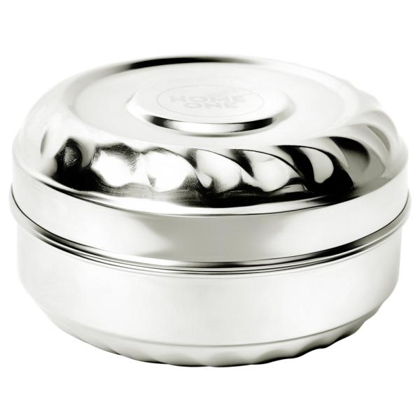 Home One Round Stainless Steel Puri Dabba with Groove Lid 115x66 mm (No ...