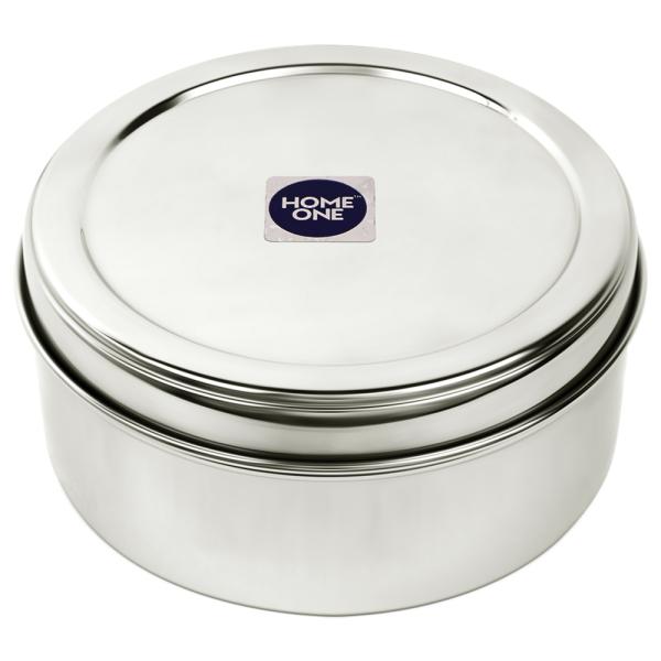 Home One Round Stainless Steel Puri Dabba 11x5 cm (No.7) - JioMart