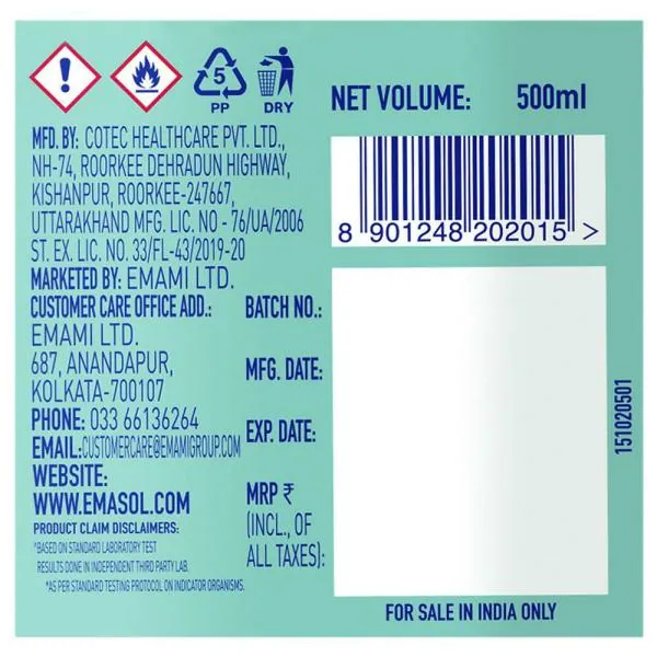 Emami Emasol All surface Sanitizer Spray 500 ml - JioMart