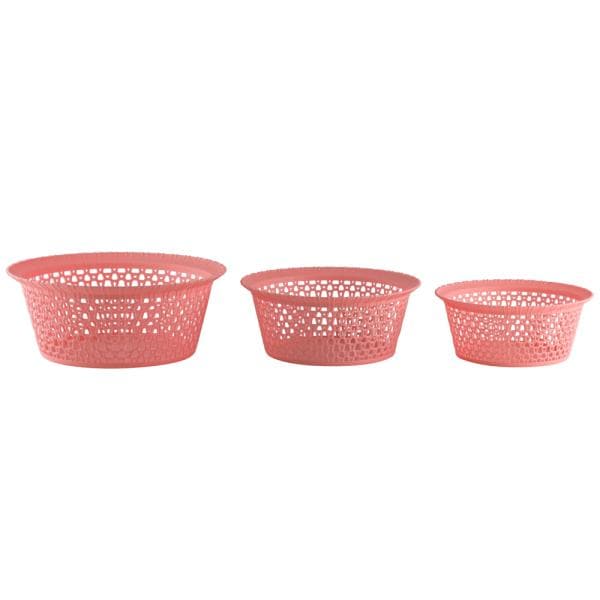 Home One Desire Pink Plastic Basket (Set of 3) - JioMart