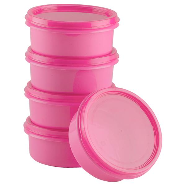 Home One Keeper Pink Plastic Container 210 ml (Set of 5) - JioMart