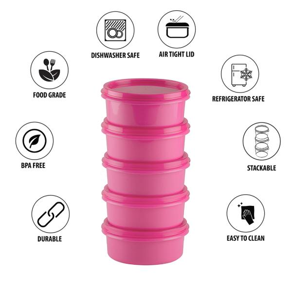 Home One Keeper Pink Plastic Container 210 ml (Set of 5) - JioMart