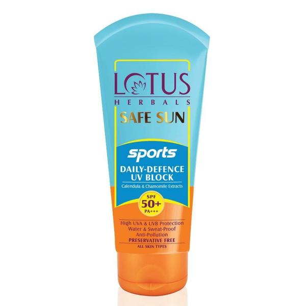 Lotus Safe Sun Sports SPF 50+ PA+++ UV Block Daily Defence Sunscreen 80 ...