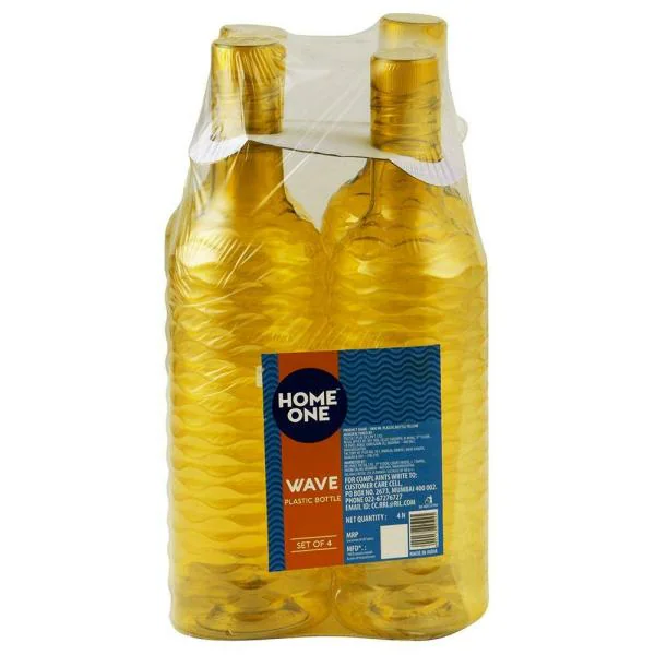 Home One Wave Yellow Plastic Water Bottle 1 L (Set of 4) - JioMart