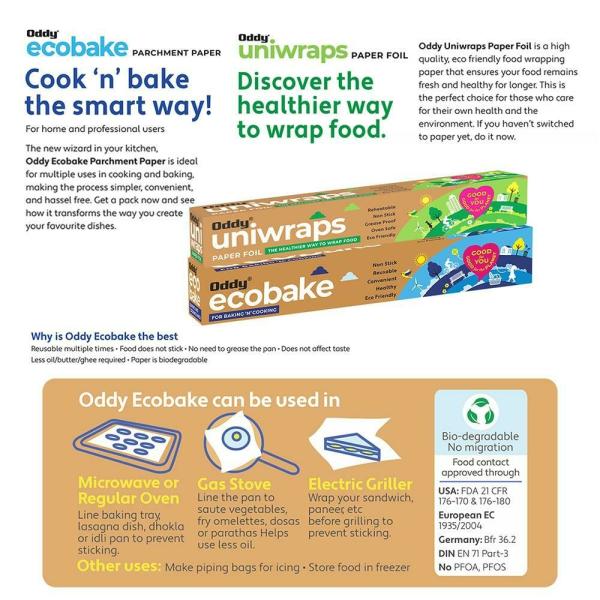Oddy Uniwraps Paper Foil 5 m + Oddy Ecobake Parchment Paper 20 m - JioMart
