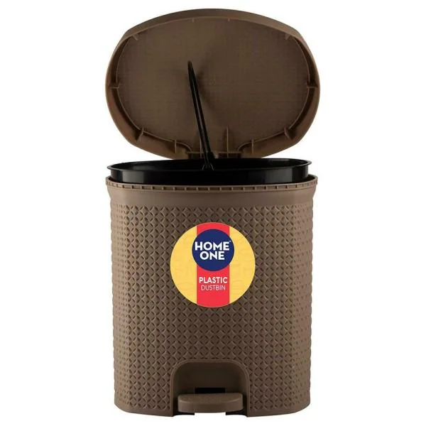 Home One Sandy Brown Diamond Plastic Dustbin with Inner Bucket 12 L ...