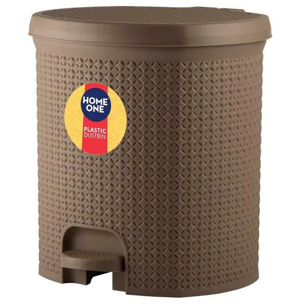 Home One Sandy Brown Diamond Plastic Dustbin with Inner Bucket 12 L ...
