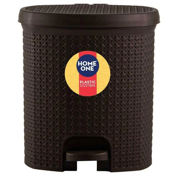 Home One Matt Brown Diamond Plastic Dustbin with Inner Bucket 12 L ...