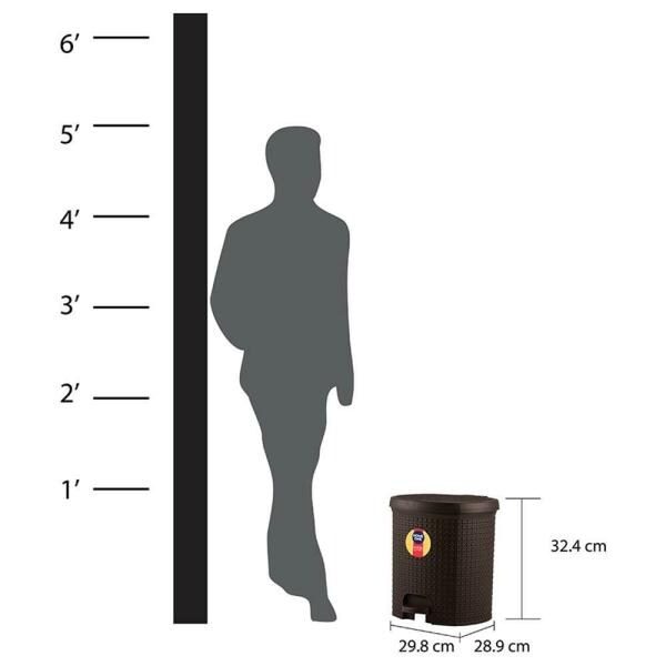 Home One Matt Brown Diamond Plastic Dustbin with Inner Bucket 12 L ...