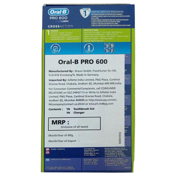 Oral-B Pro 600 Cross Action Timer Toothbrush with Charger - JioMart